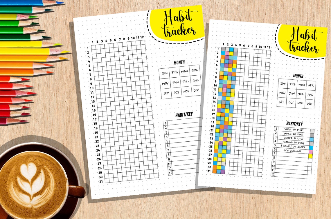 Habit Tracker Printable A4 & A5 Digital Tracker - Etsy