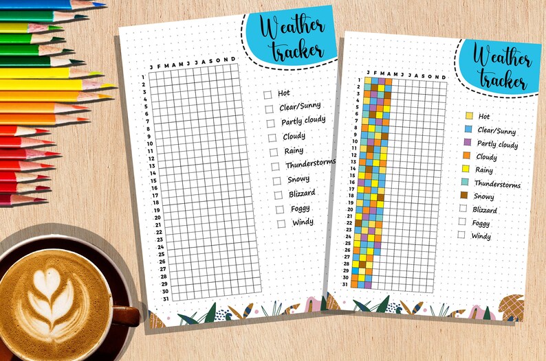 Weather Tracker Printable A4 & A5 Digital Tracker - Etsy