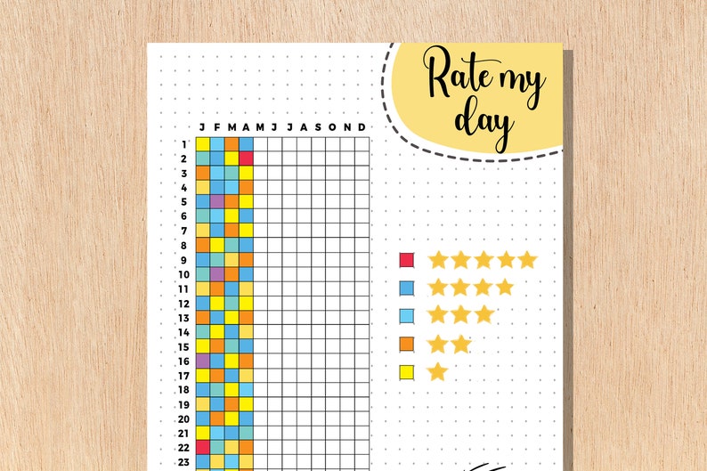 Rate My Day Tracker - Printable A4 & A5 - Digital Tracker - Etsy