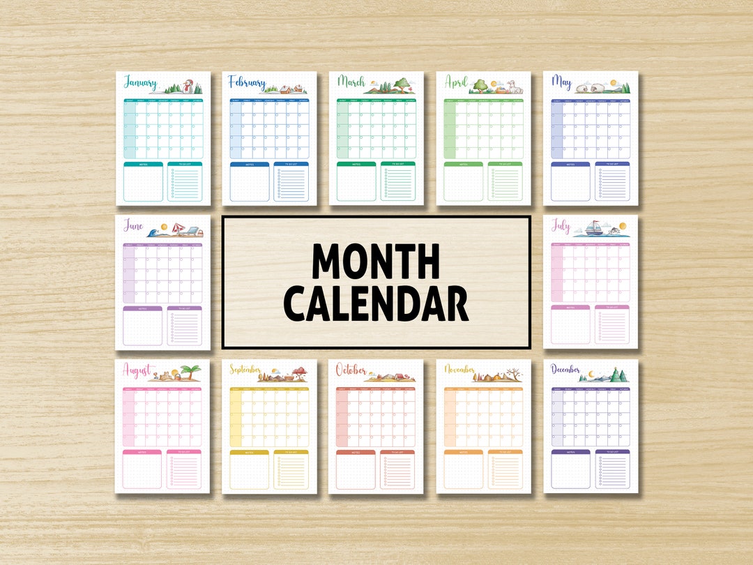 Monthly Calendar Bundle - Printable A4 & A5 Journal Pages - Etsy
