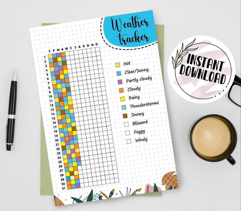 Weather Tracker Printable A4 & A5 Digital Tracker - Etsy