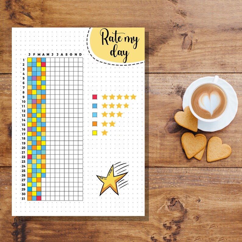 Rate My Day Tracker Printable A4 & A5 Digital Tracker - Etsy