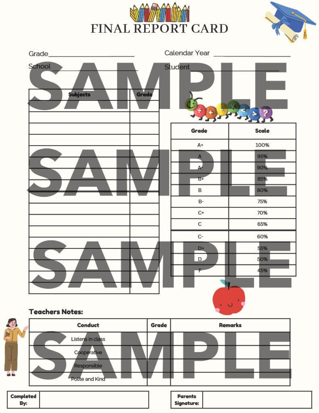 Editable Homeschool Final Report Card Template – Printable Year-end ...