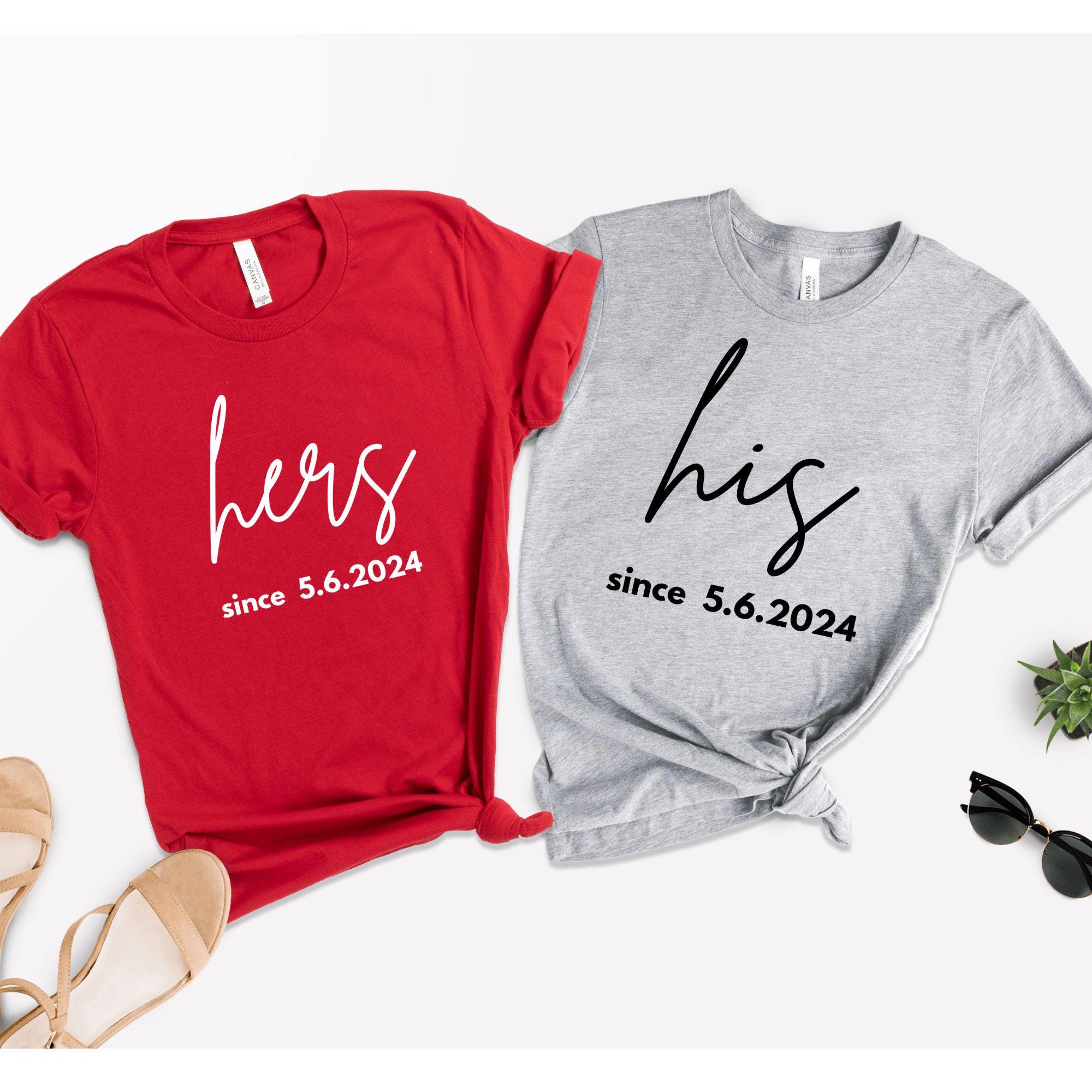 Custom His Hers Shirts, Personalized Matching Shirts,anniversary Gift ...