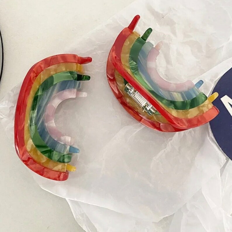Rainbow Hair Clip - Etsy