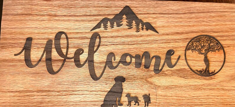 Solid Oak Welcome Sign - Etsy