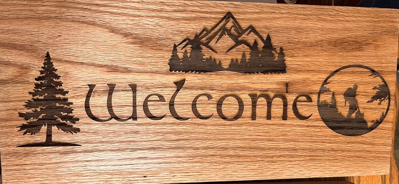 Solid Oak Welcome Sign - Etsy