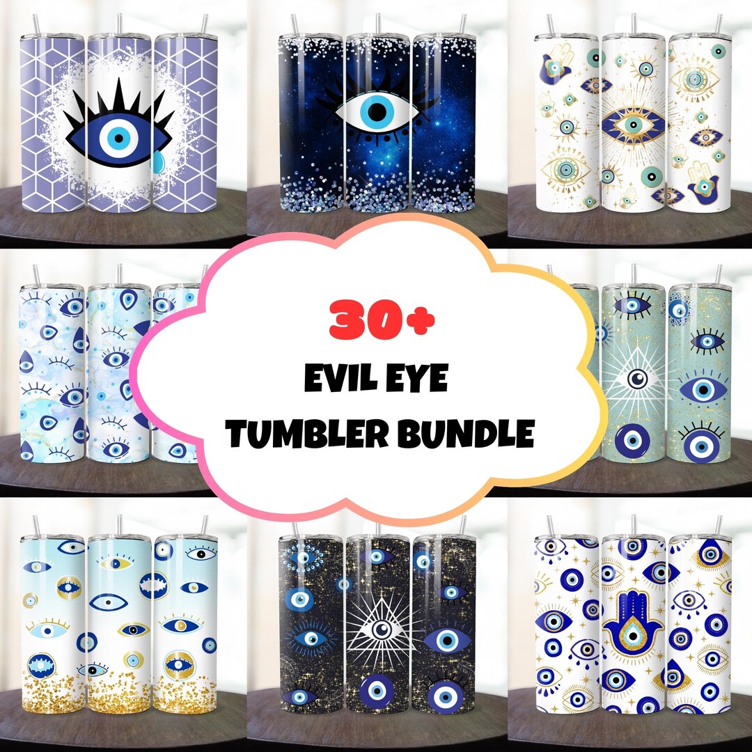 30+ Evil Eye Tumbler Wrap Bundle, 20 Oz Skinny Evil Eye Tumbler, Evil ...