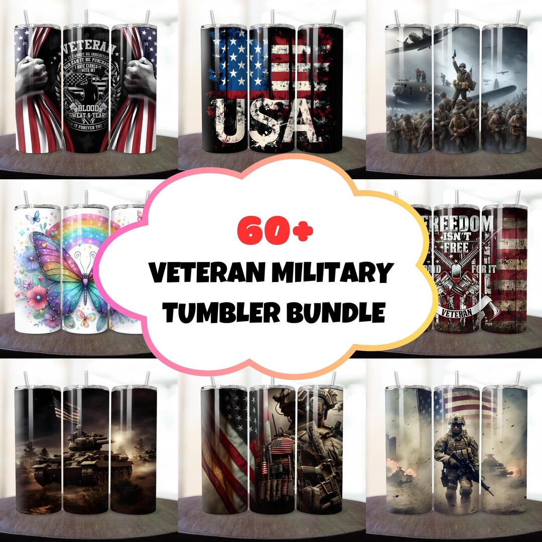 60+ Veteran Military Tumbler Wrap Bundle, Military Sublimation Design ...