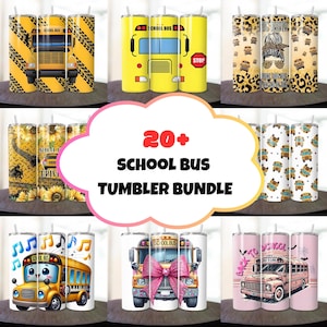 20+ School Bus Tumbler Wrap Bundle, Bus Vintage Tumbler, Back to School ...