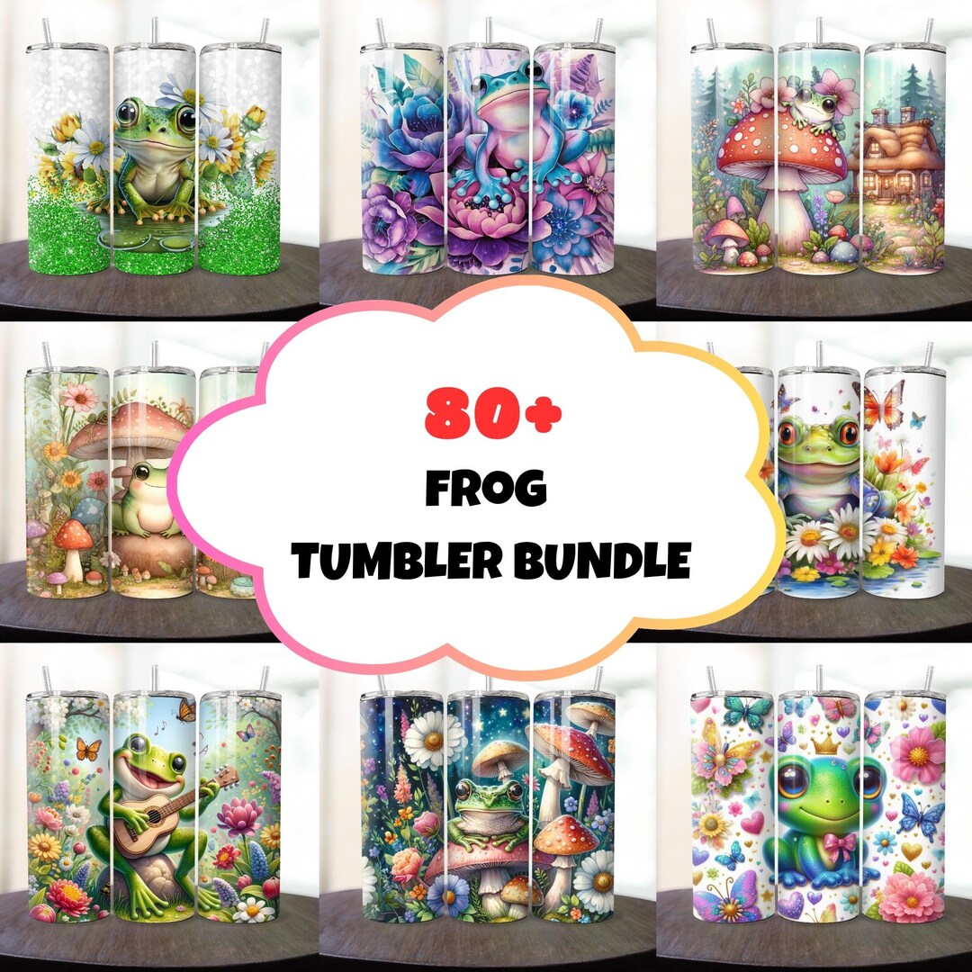 80+ Frog Tumbler Wrap Bundle, Cute Frog Tumbler Designs, Skinny Tumbler ...
