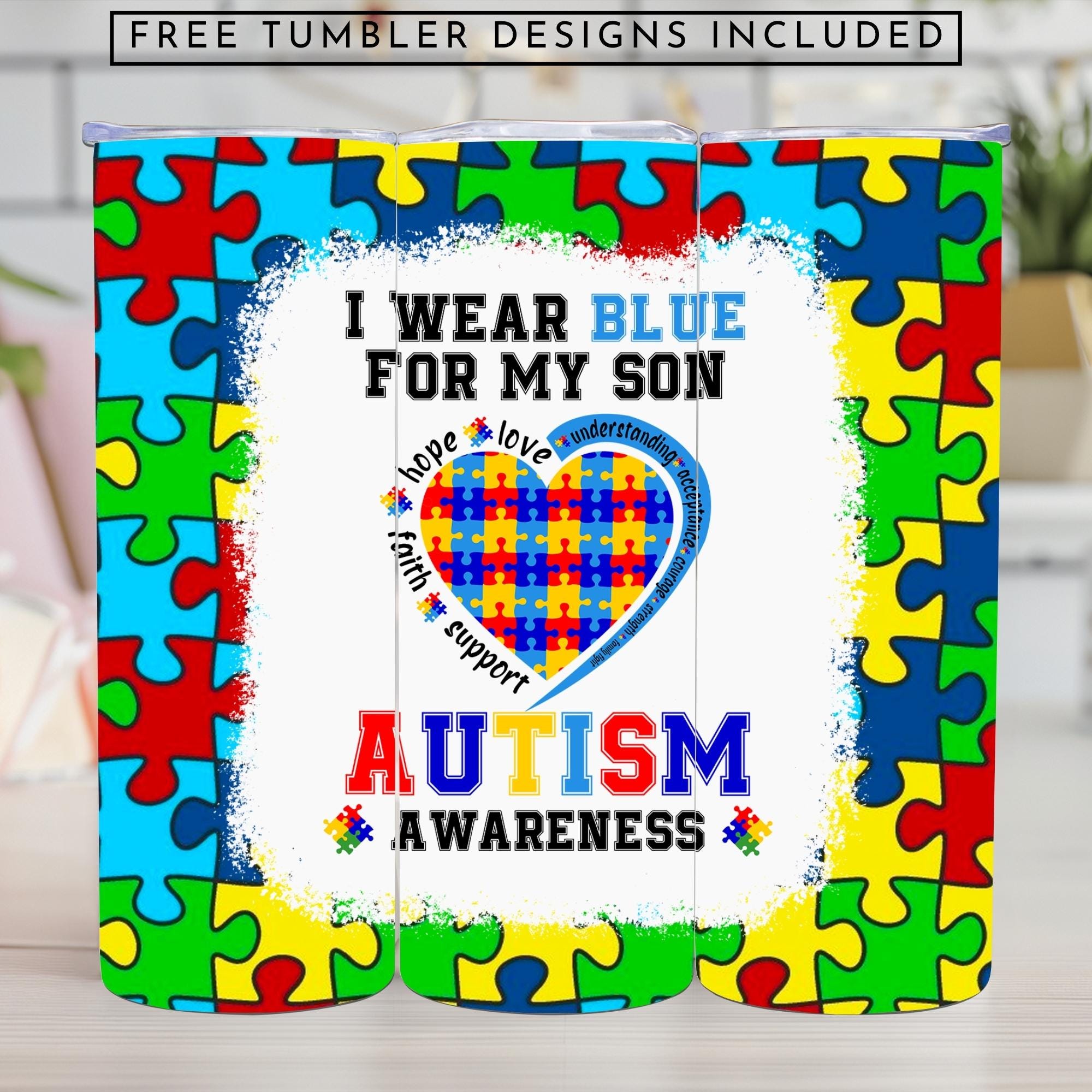 Autism Tumbler Wrap, Autism Sublimation Design, Autism Awareness ...