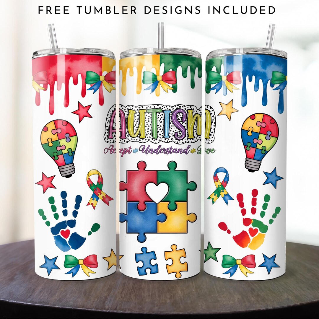 Autism Awareness Tumbler Wrap, Autism Sublimation Design, 20 Oz Skinny ...