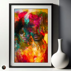 Sibling Spirit Art Print Colorful Wall Art Brother and Sister Portrait ...