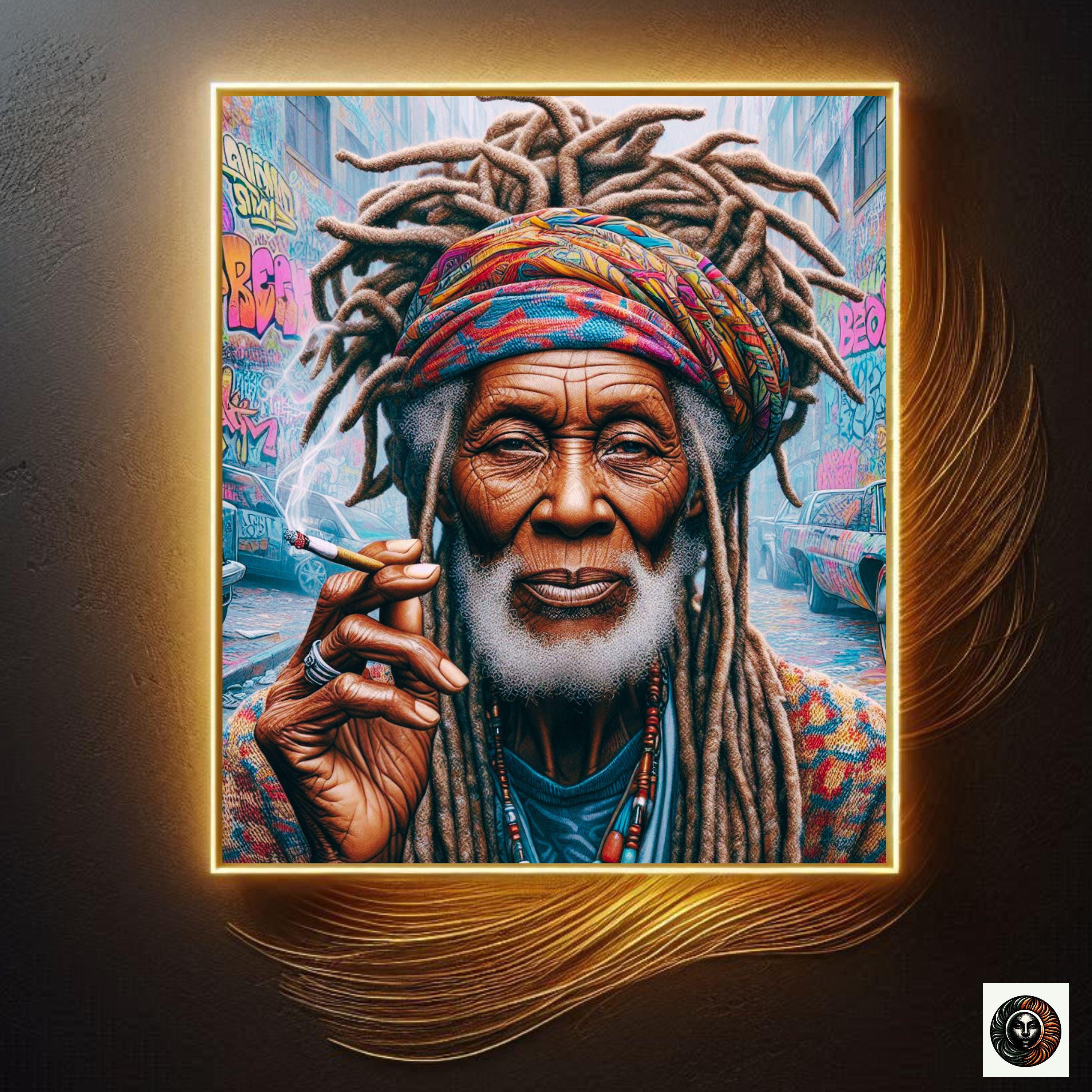 Rasta Art Elder Black Man Art Graffiti Art Rasta Man Poster Smoking ...