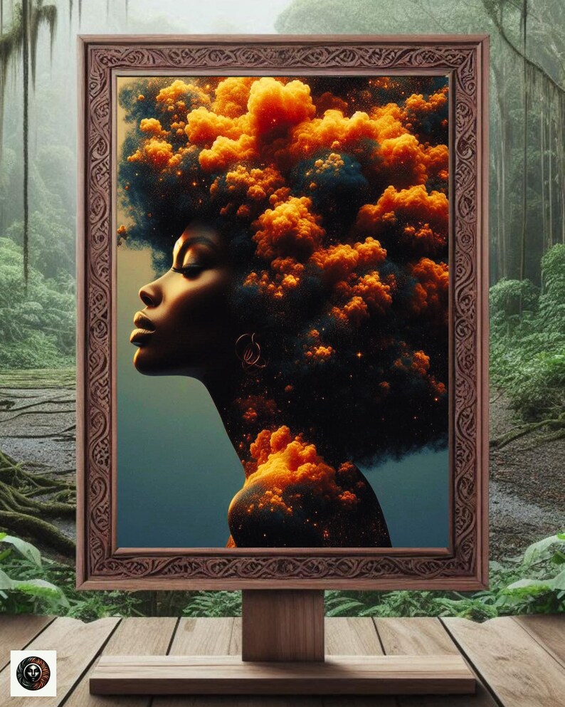 Afro Hair Explosion Art Afropunk Hair Aesthetic Feminine Energy Print ...