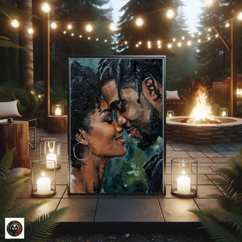 Black Couple Art Black Love Print Black Marriage Artwork Black Couple Painting Black Family Love ...