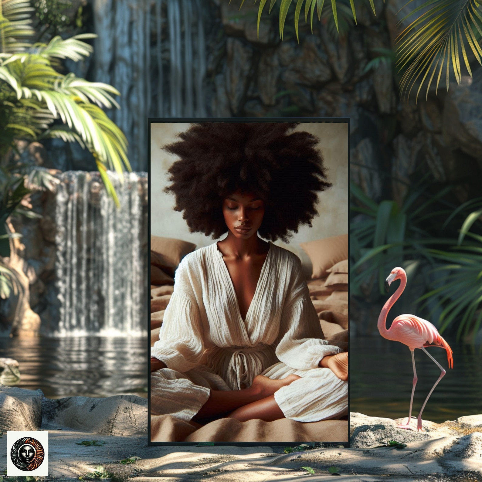 Black Woman Meditation Art Afro Love Black Woman Art Yoga Print Zen ...