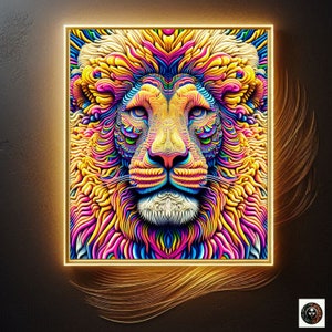 Psychedelic Lion Portrait Art Lion Abstract Print Colorful Lion Art ...
