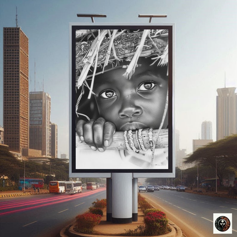 African Child Wall Art Pencil Drawing Print African Children Art ...