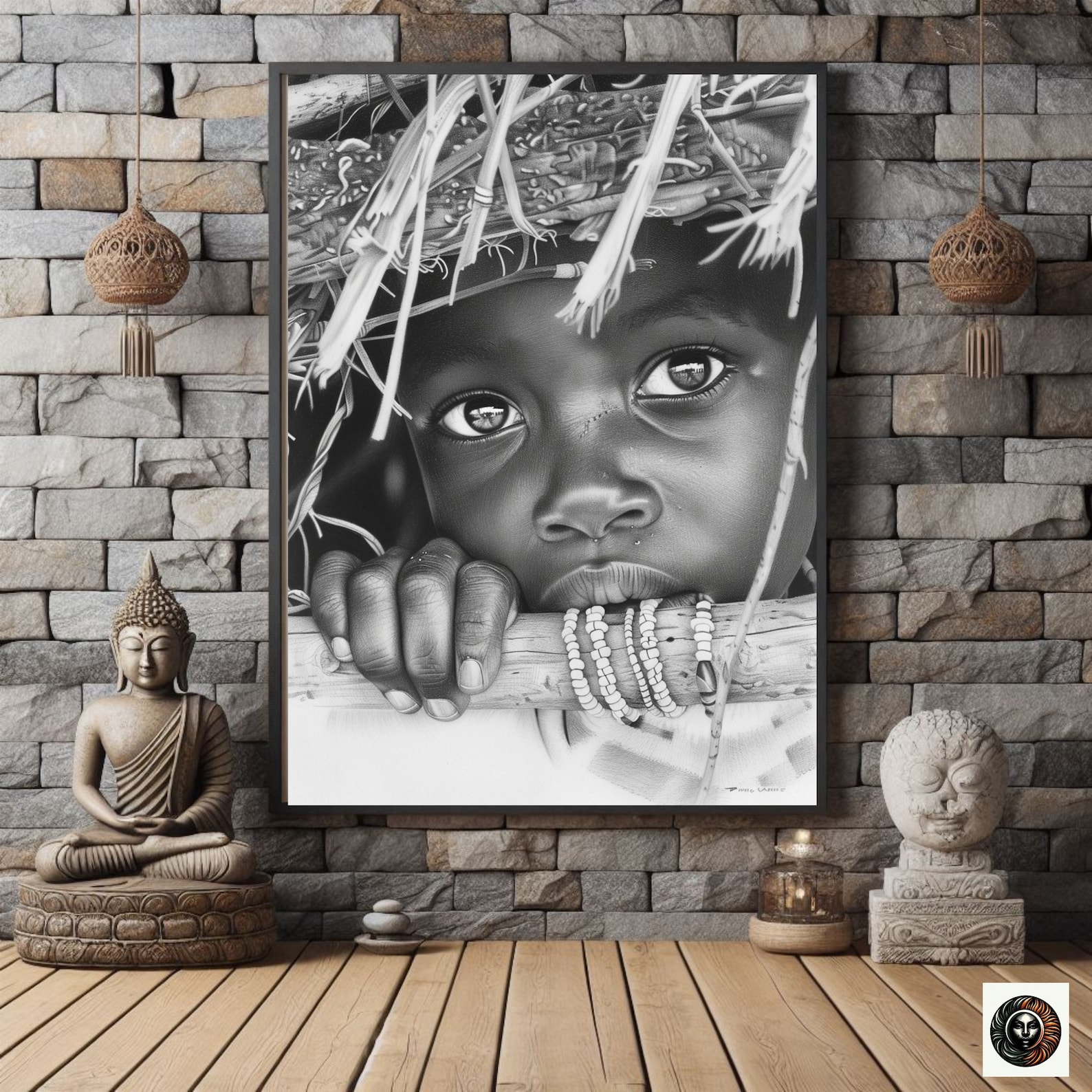 African Child Wall Art Pencil Drawing Print African Children Art ...