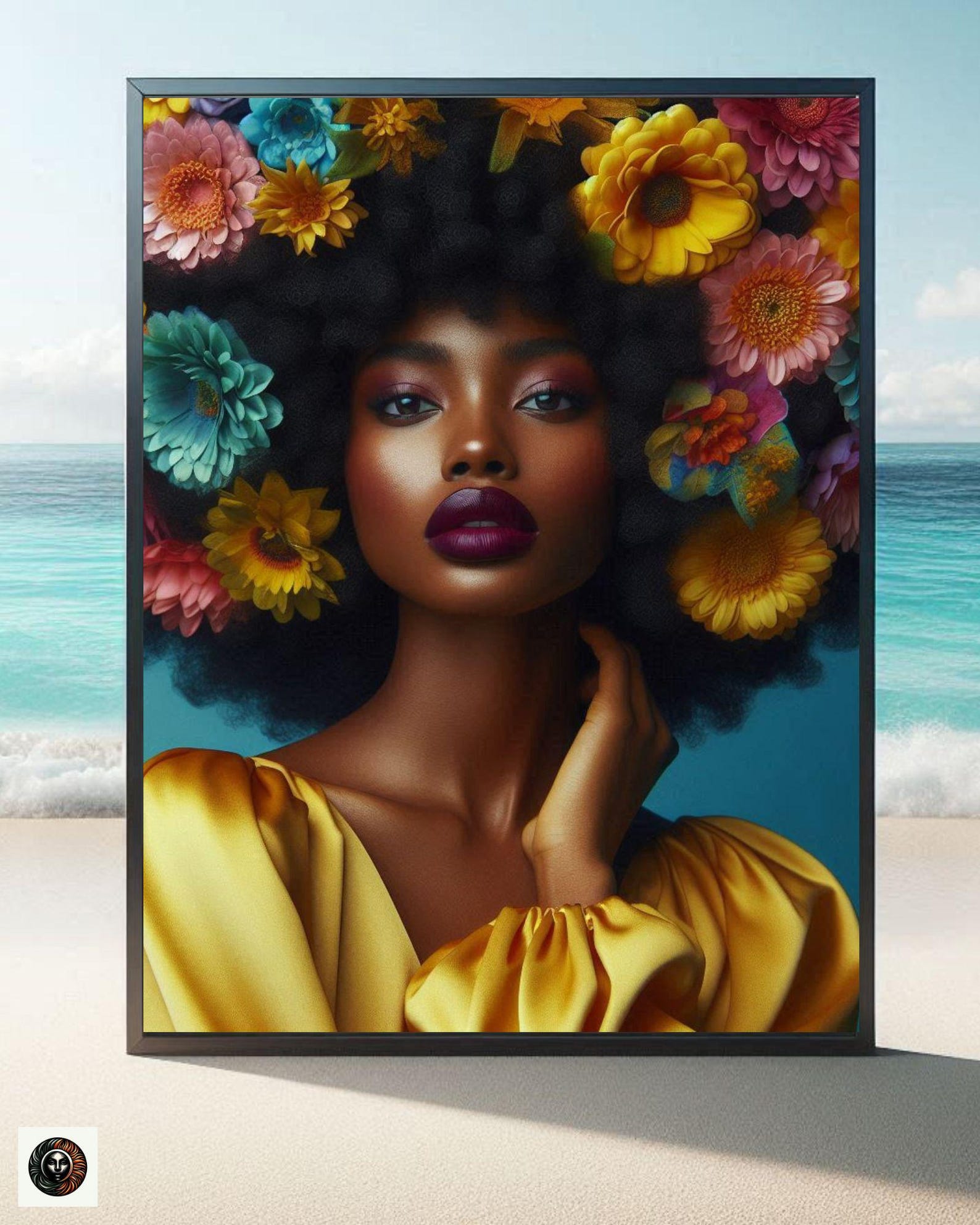 Earth Flower Girl Art Black Girl With Flower Art Aesthetic Floral ...