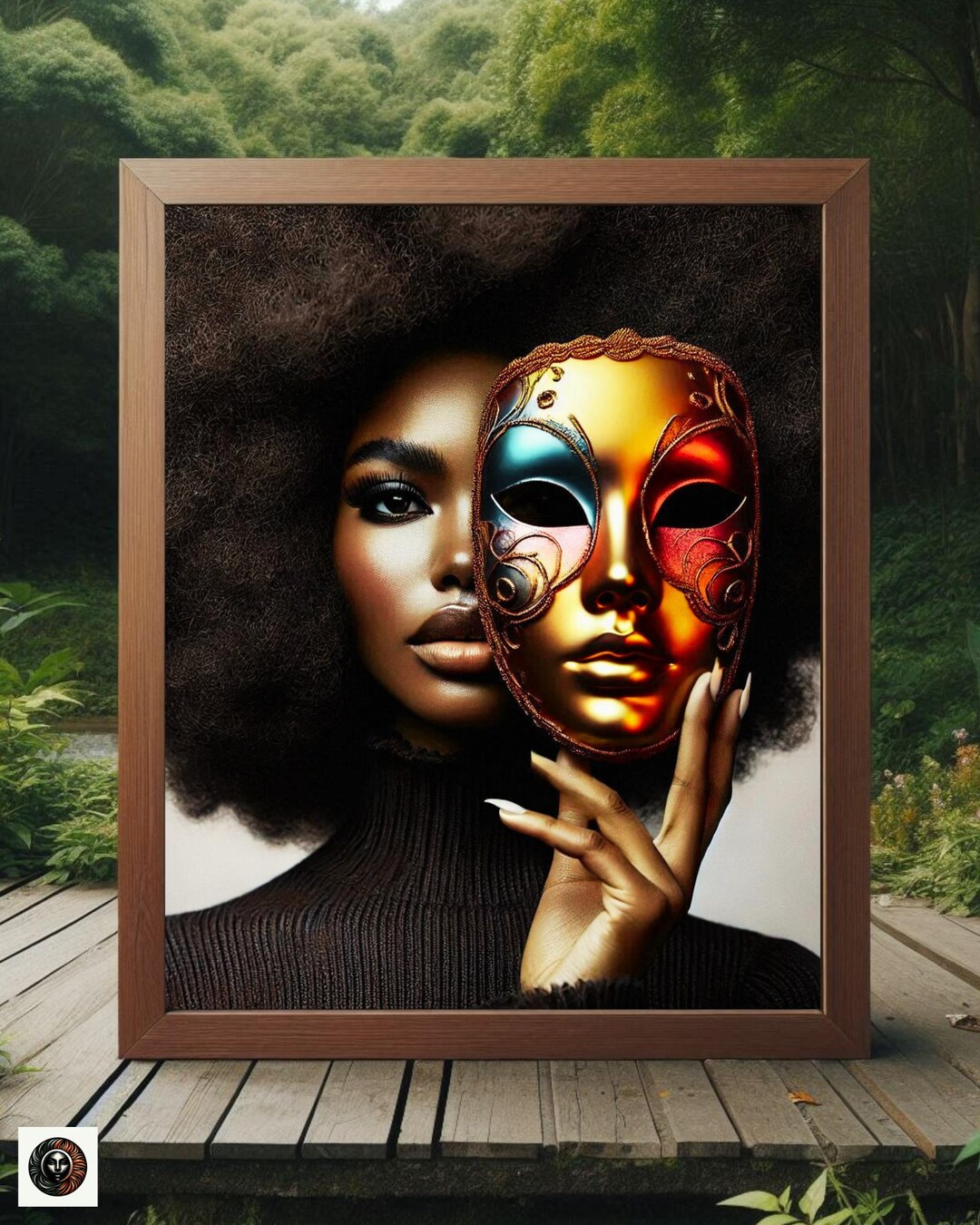 Artsy Mask Afro Art Black Girl Fantasy Art Mask Aesthetic Beauty ...