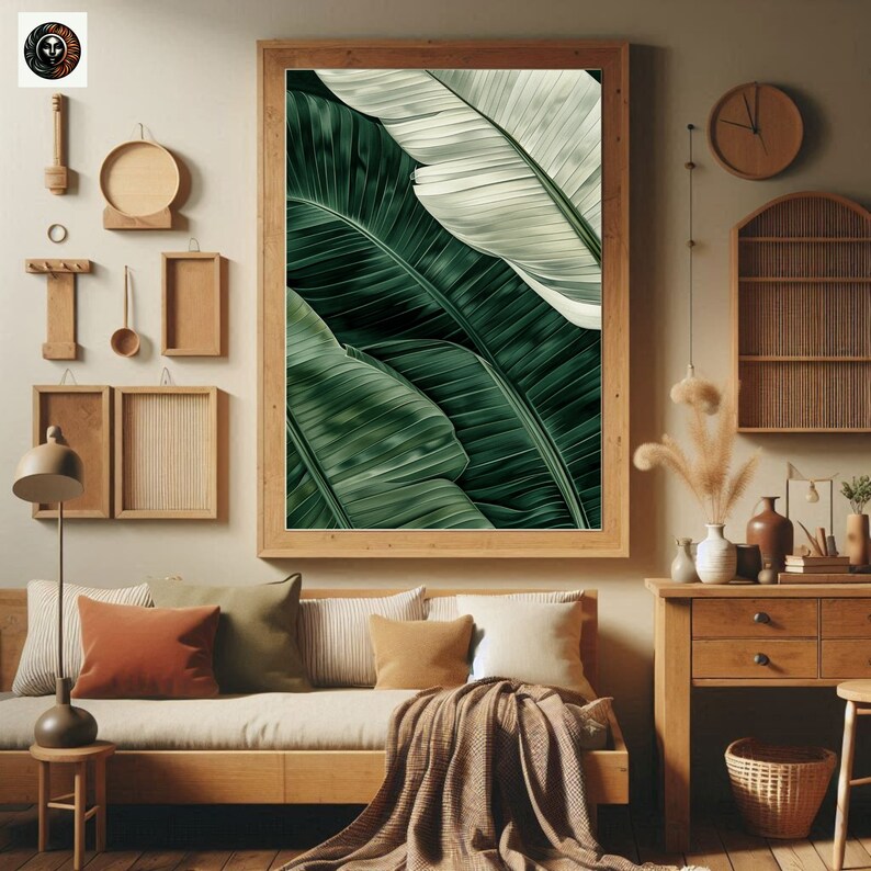 Banana Leaf Print Canvas Plant Art Tropical Floral Art Carribean Wall ...