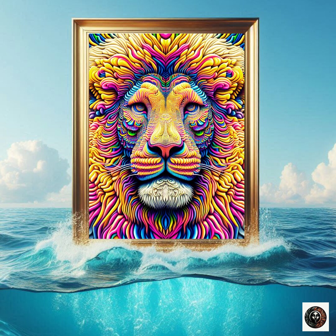 Psychedelic Lion Portrait Art Lion Abstract Print Colorful Lion Art ...