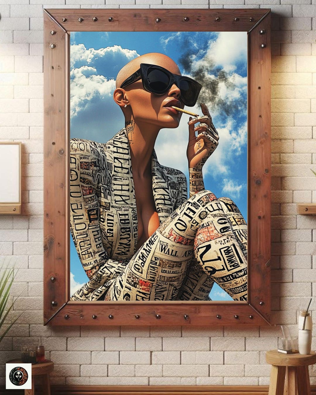 Bald Girl Smoking Art Dope Wall Art Joint Pot Art Blunt Stoner Art Weed 0332