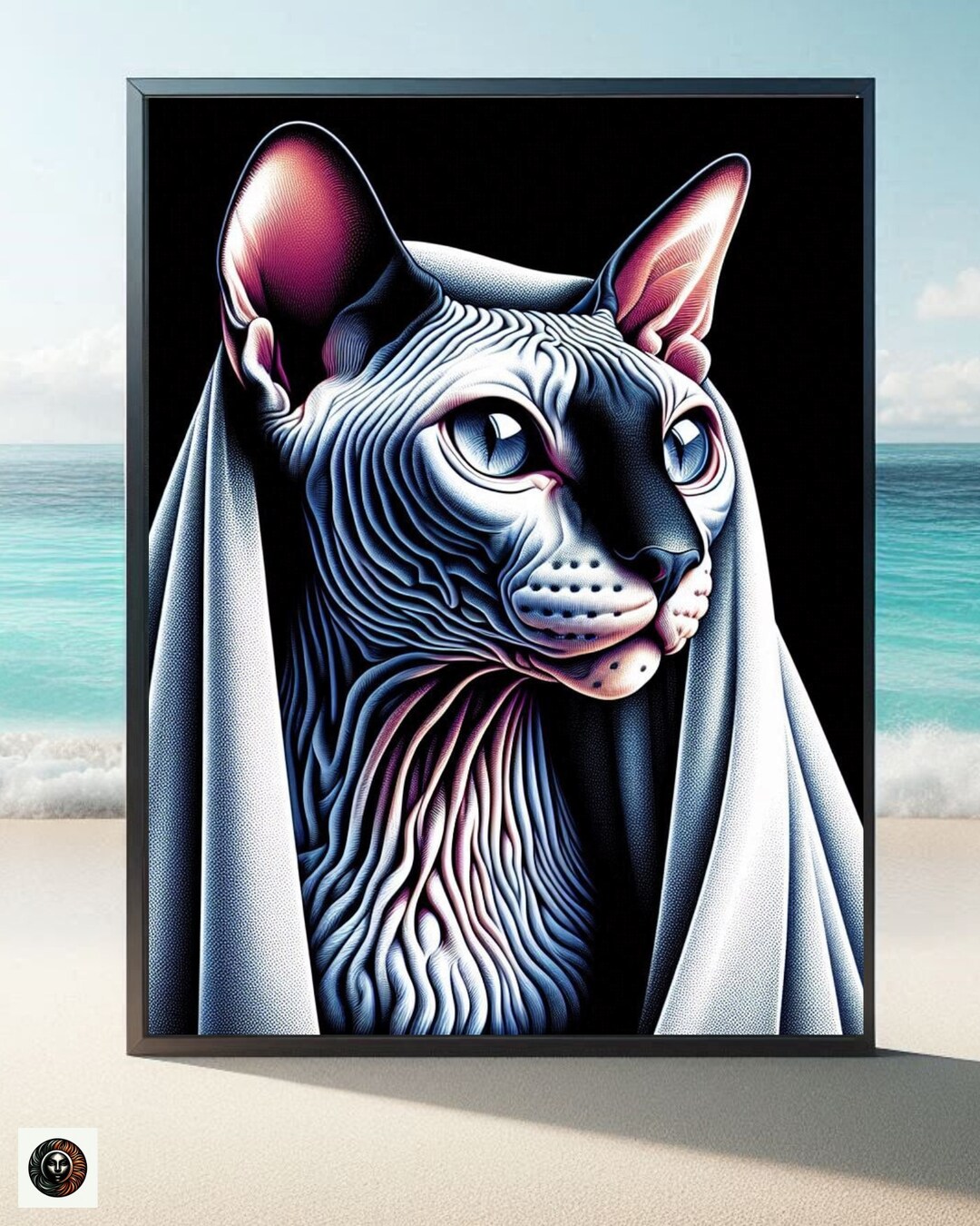 Sphynx Cat Art Spinx Animal Cat Print Quirky Cat Art Sphinx Cat Wearing ...