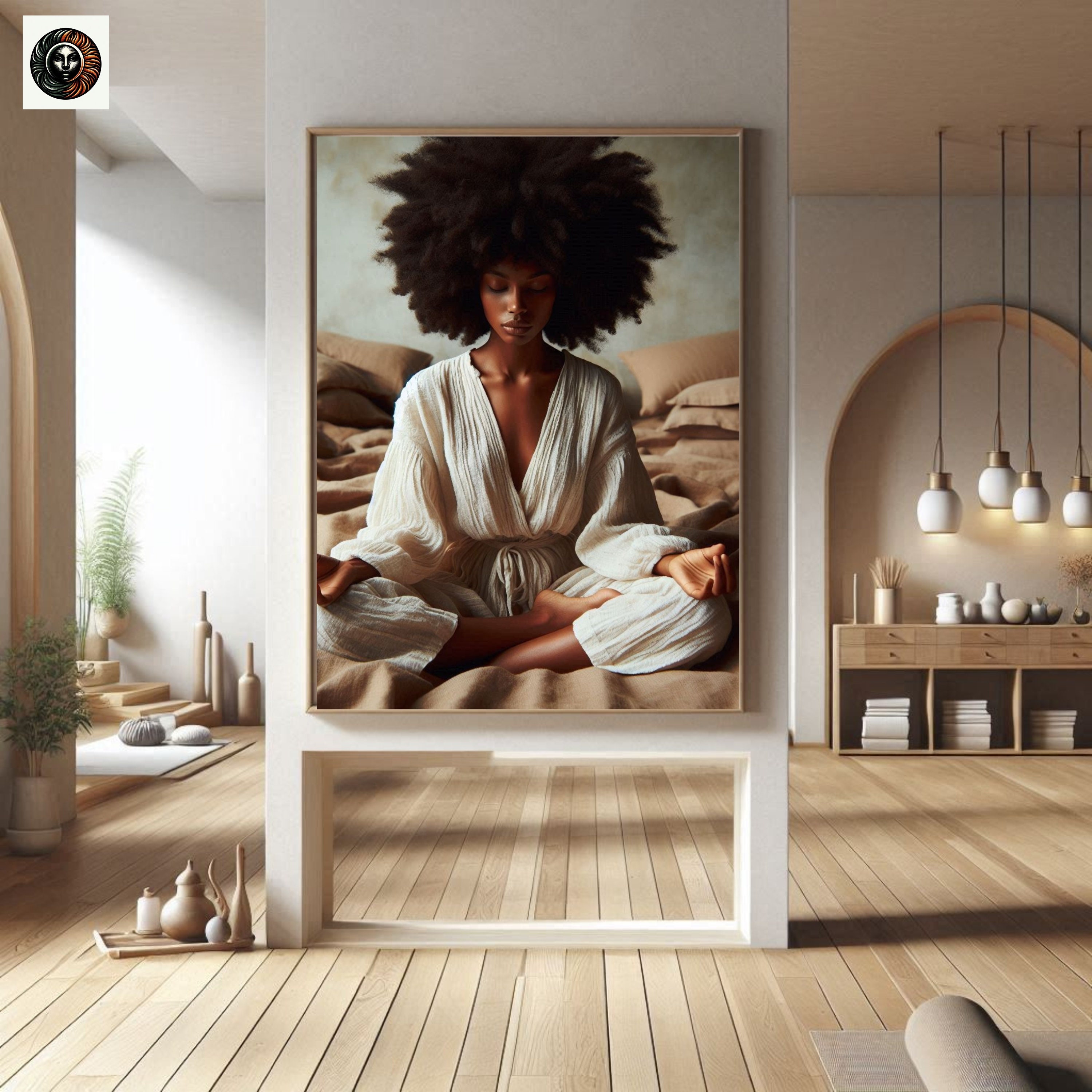 Black Woman Meditation Art Afro Love Black Woman Art Yoga Poster Zen ...