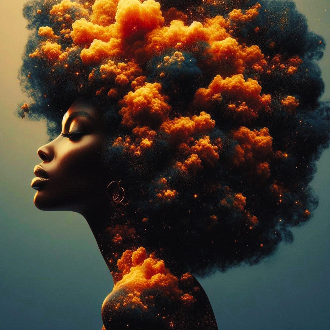 Afro Hair Explosion Art Afropunk Hair Aesthetic Feminine Energy Print ...