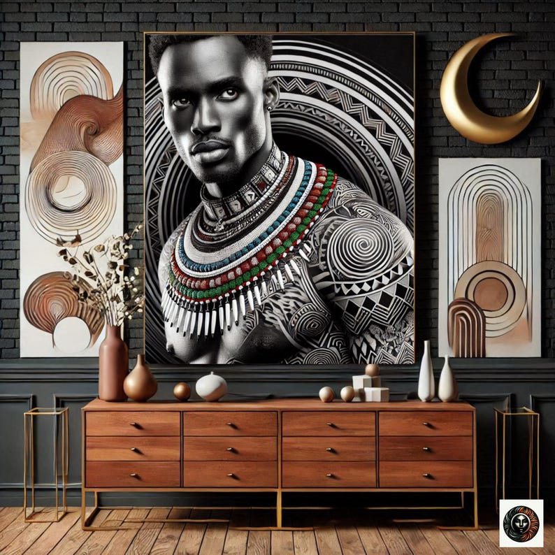 African Warrior Printable Maasai Man Art African Print Tribal Male Art ...