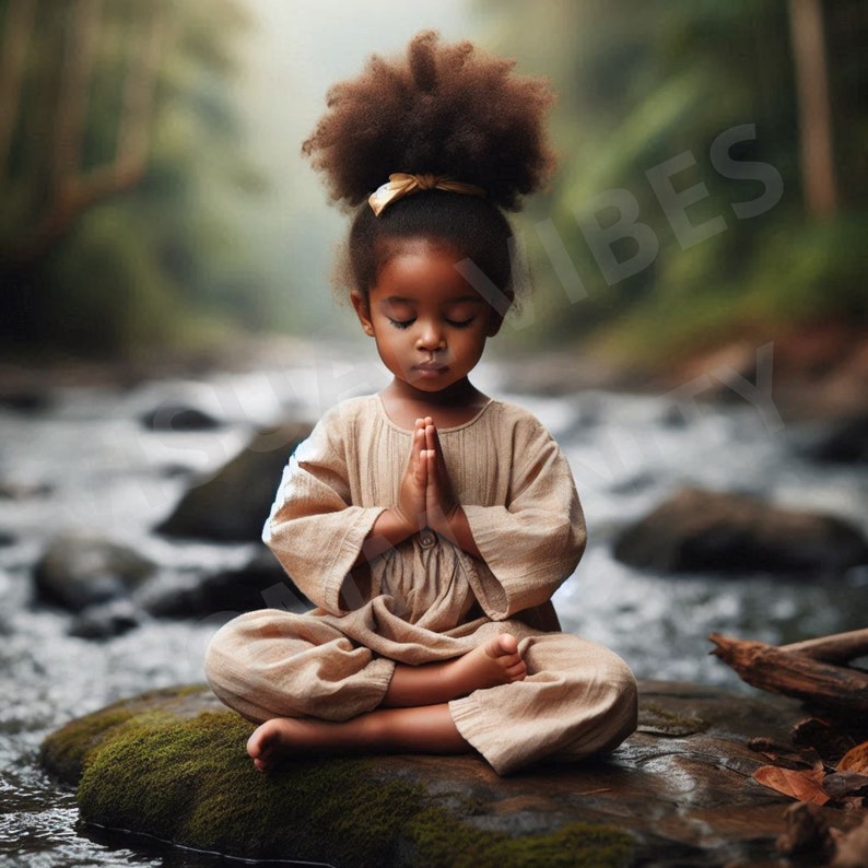 Black Yoga Girl Afro Meditation Art Yoga Print Black Girl Wall Art ...