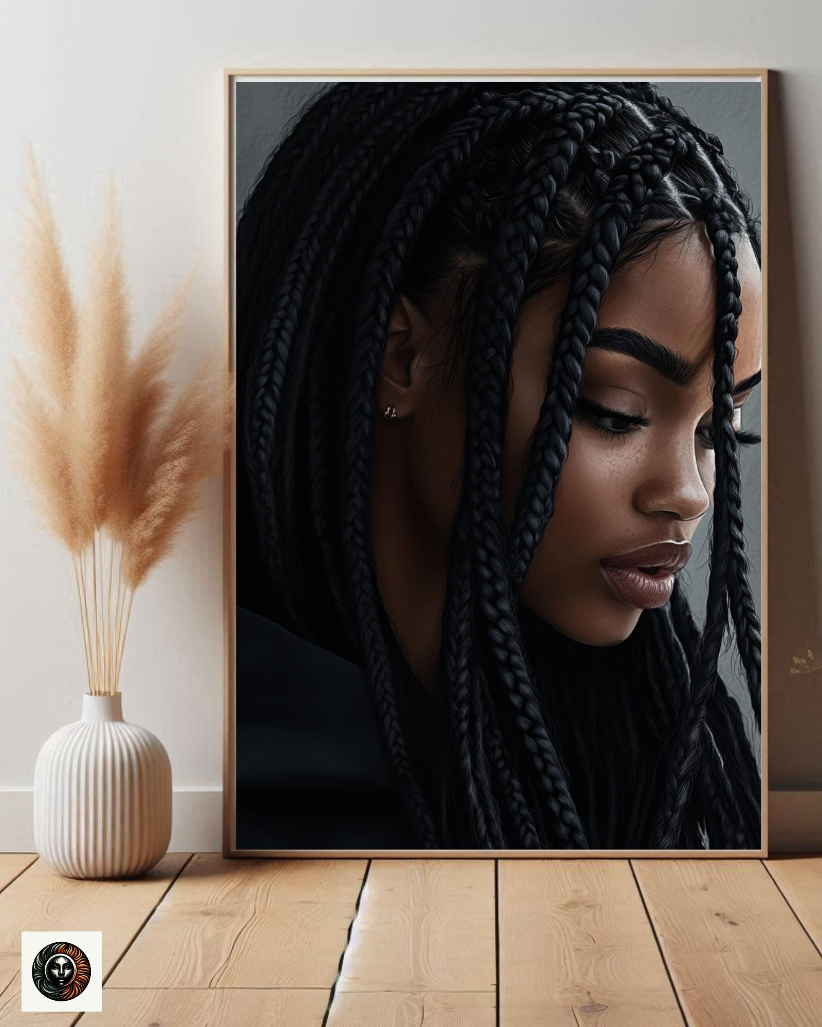 Moody Braid Art Black Woman Portrait Black Inspired Style Art Deco Bold ...