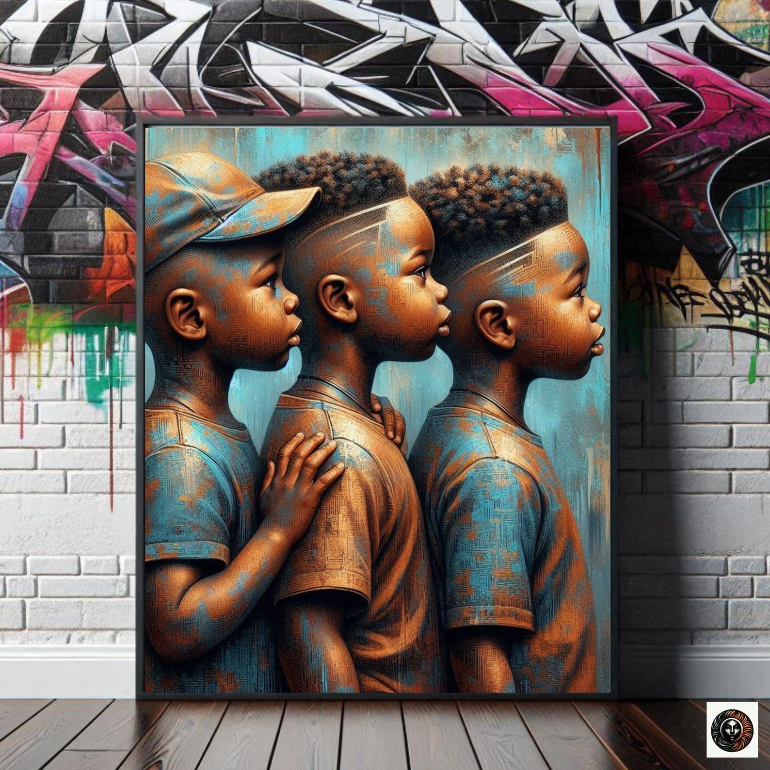 Three Black Brothers Art Black Boyhood Art Print Black Childhood Art ...