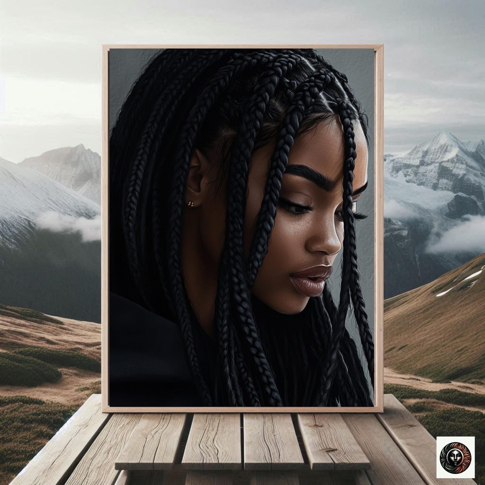 Moody Braid Art Black Woman Portrait Black Inspired Style Art Deco Bold ...