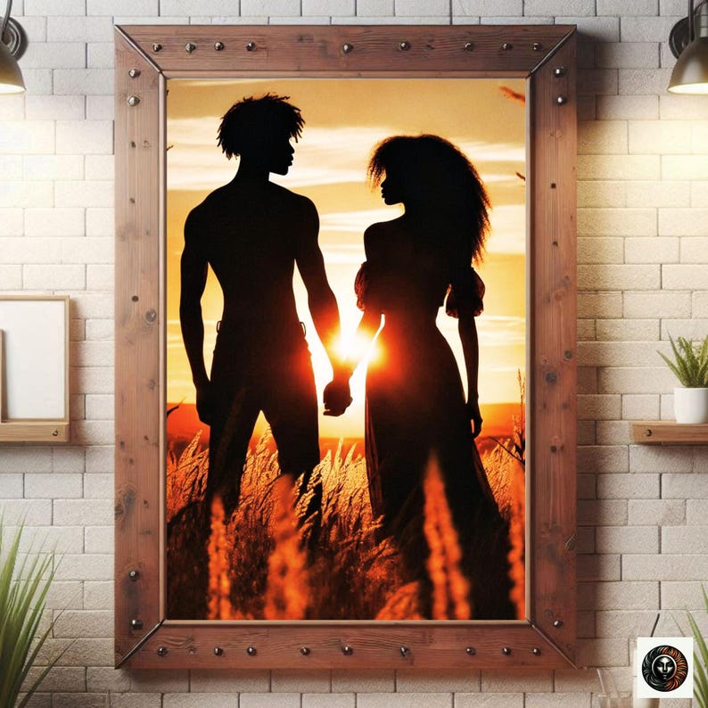 Melanin Love Art Black Couple Art Love Poster Black Marriage Artwork Black Family Love Artwork ...