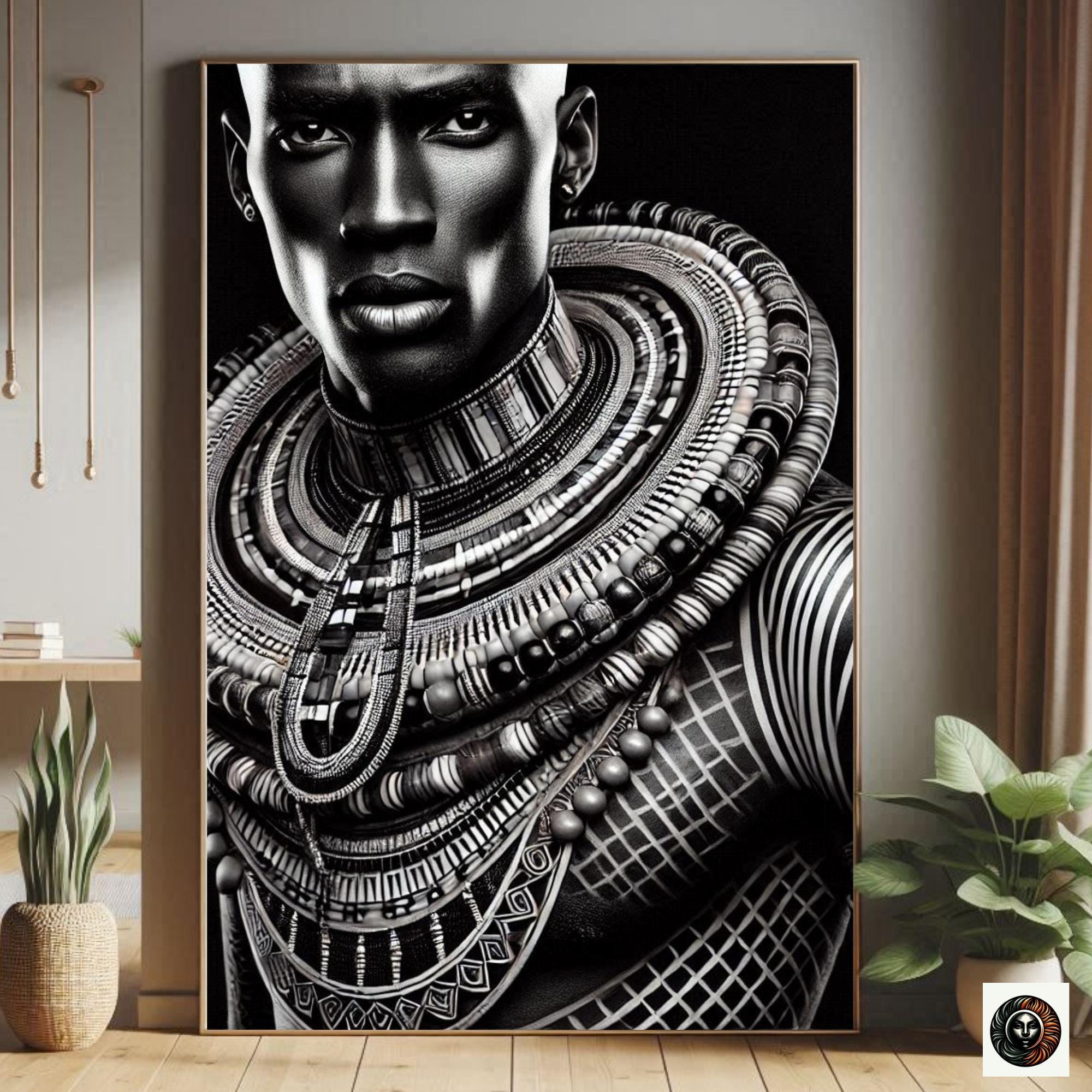 Powerful African Man Art African Print Tribal Warrior Wall Art Maasai ...