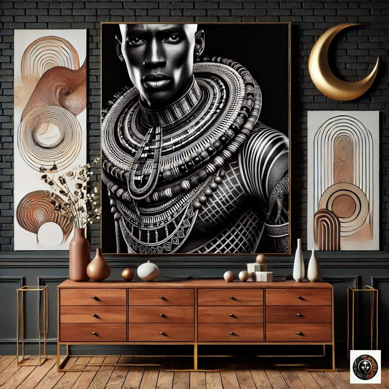 Powerful African Man Art African Print Tribal Warrior Wall Art Maasai ...