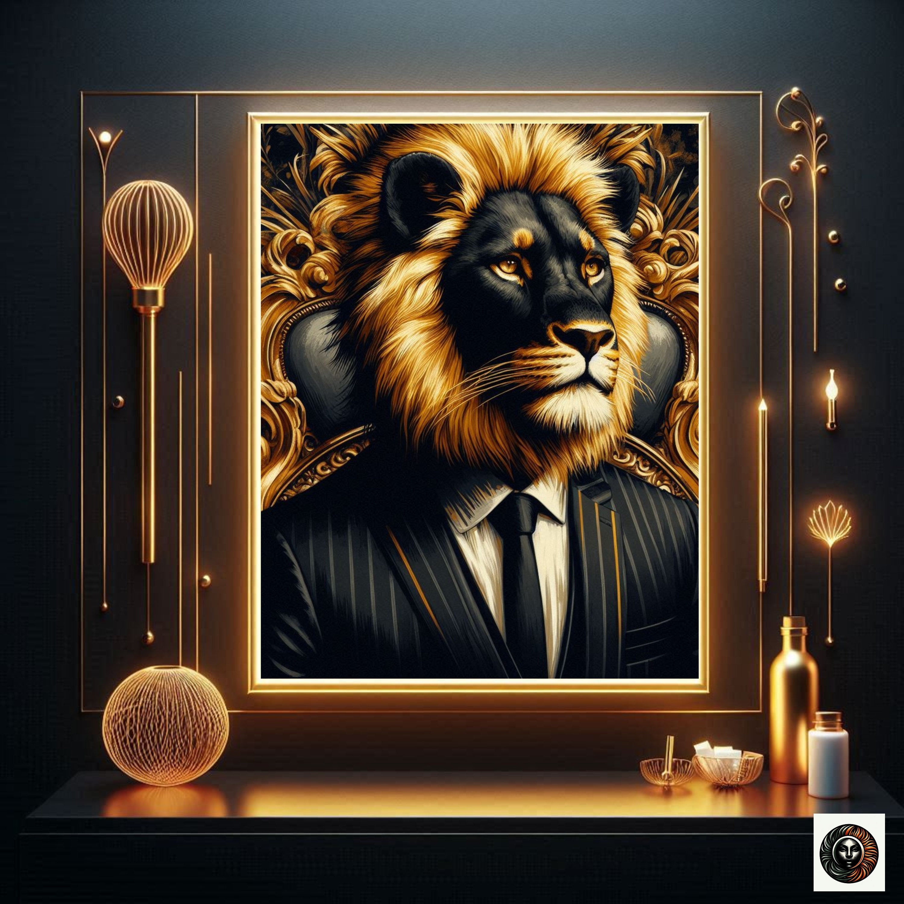 Human Lion Print Man Lion Wall Art Animal Wall Art Male Lion Art Poster ...