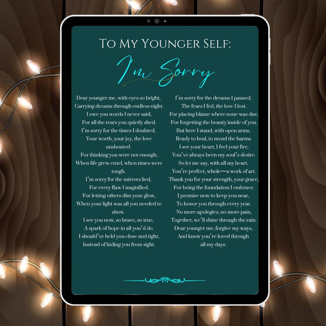 Younger Self Poem Printable Gift Art Minimalist Print Gift Self Healing ...