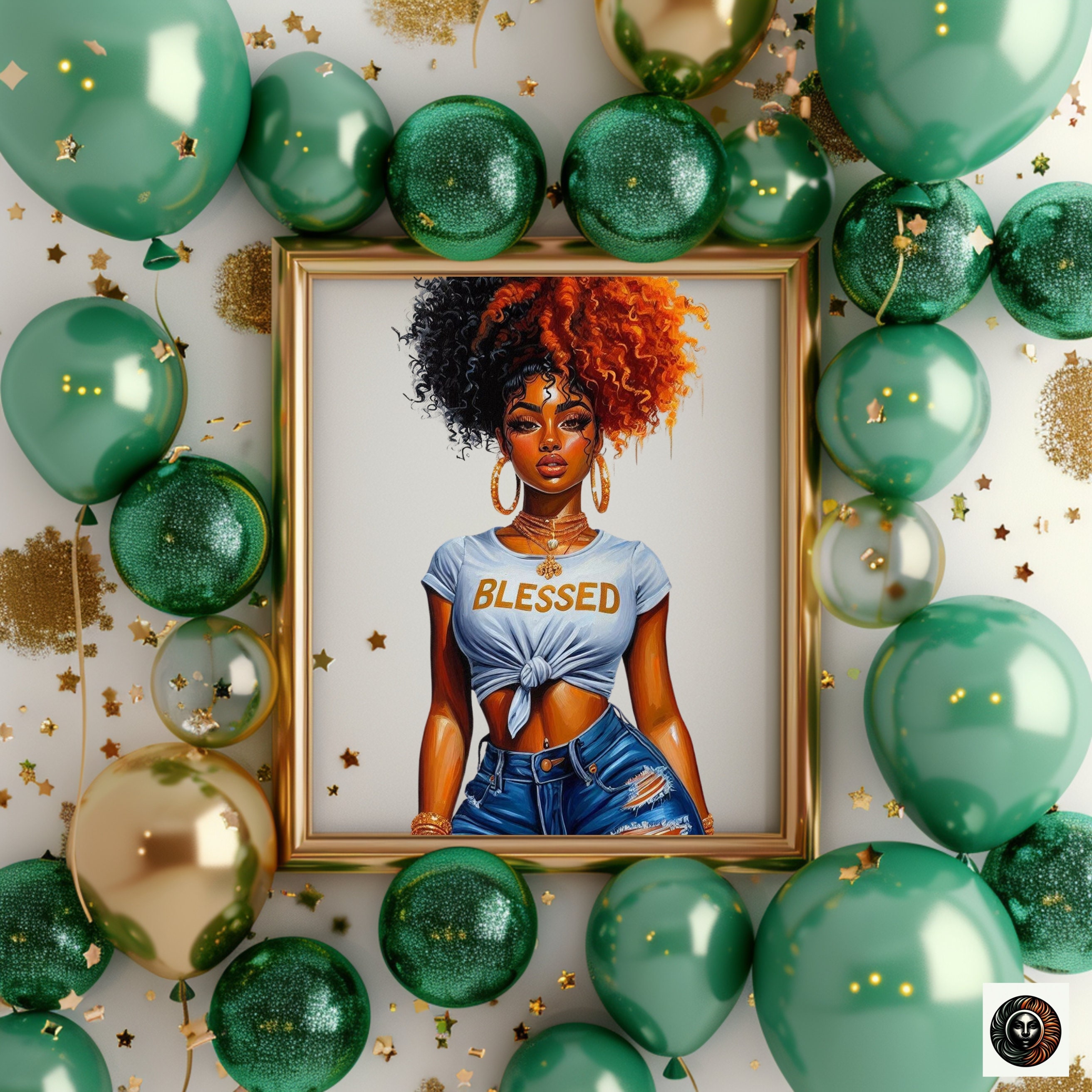 Blessed Black Girl PNG Girl Power Print Blessed Afro Love Powerful ...