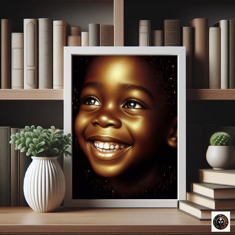 Black Boy Joy Black and Gold Art Black Kid Art Poster Black Children ...