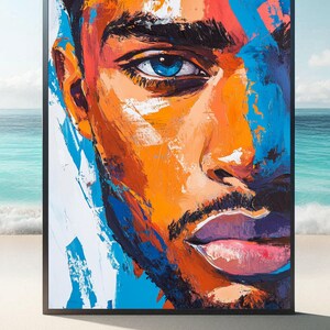 Vibrant Abstract Painting Art Male Painting Black Man Print Avant Garde ...