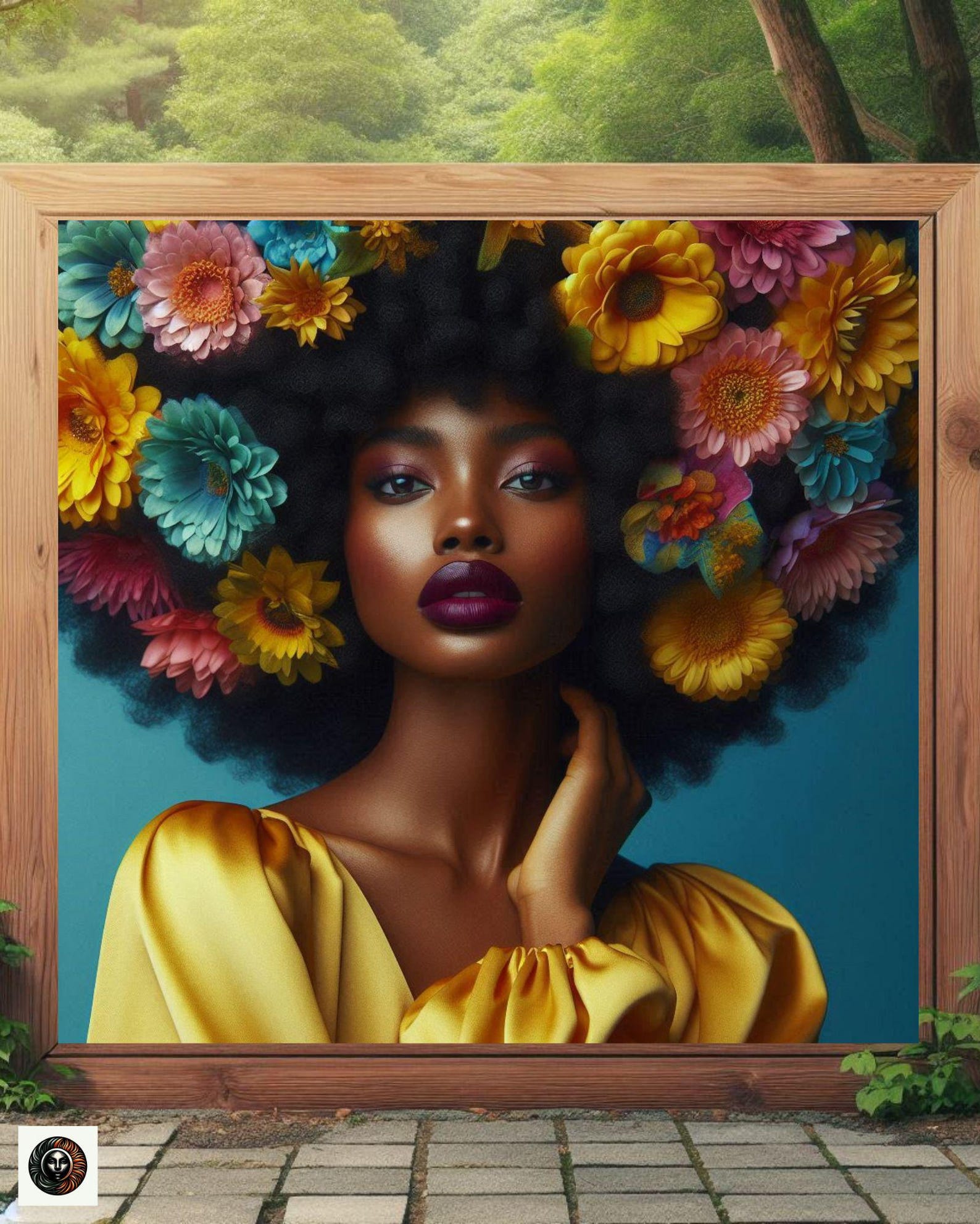 Earth Flower Girl Art Black Girl With Flower Art Aesthetic Floral ...