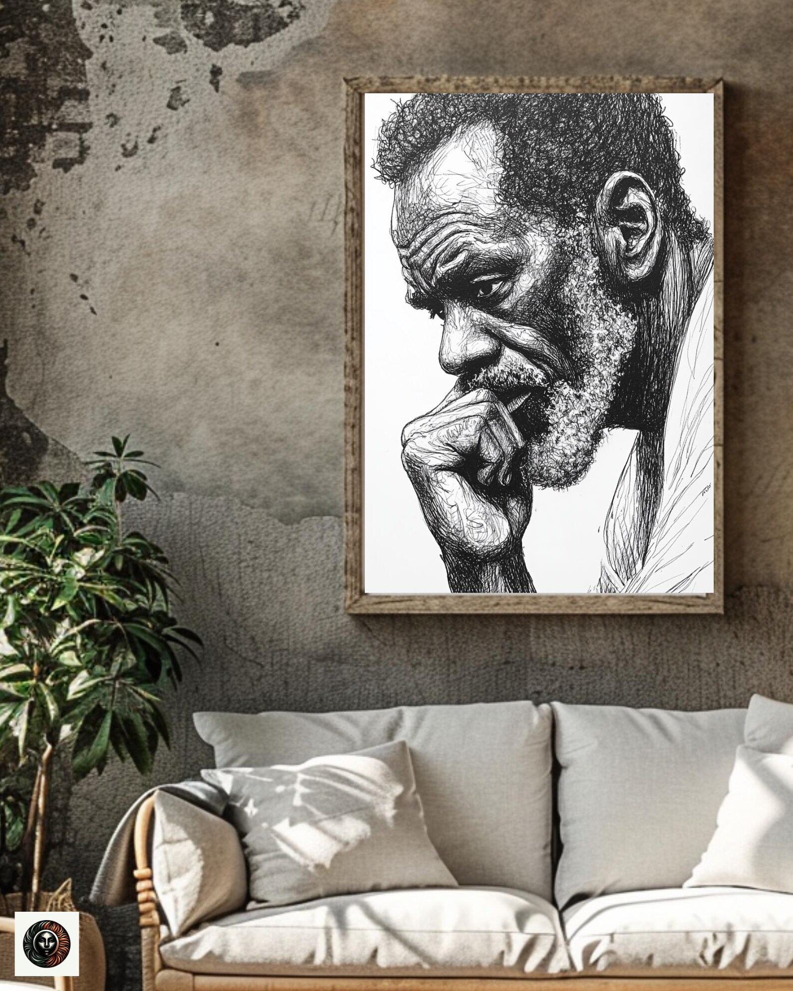 Sketch Art Print Figure Drawing Black and White Wall Art Black Male ...