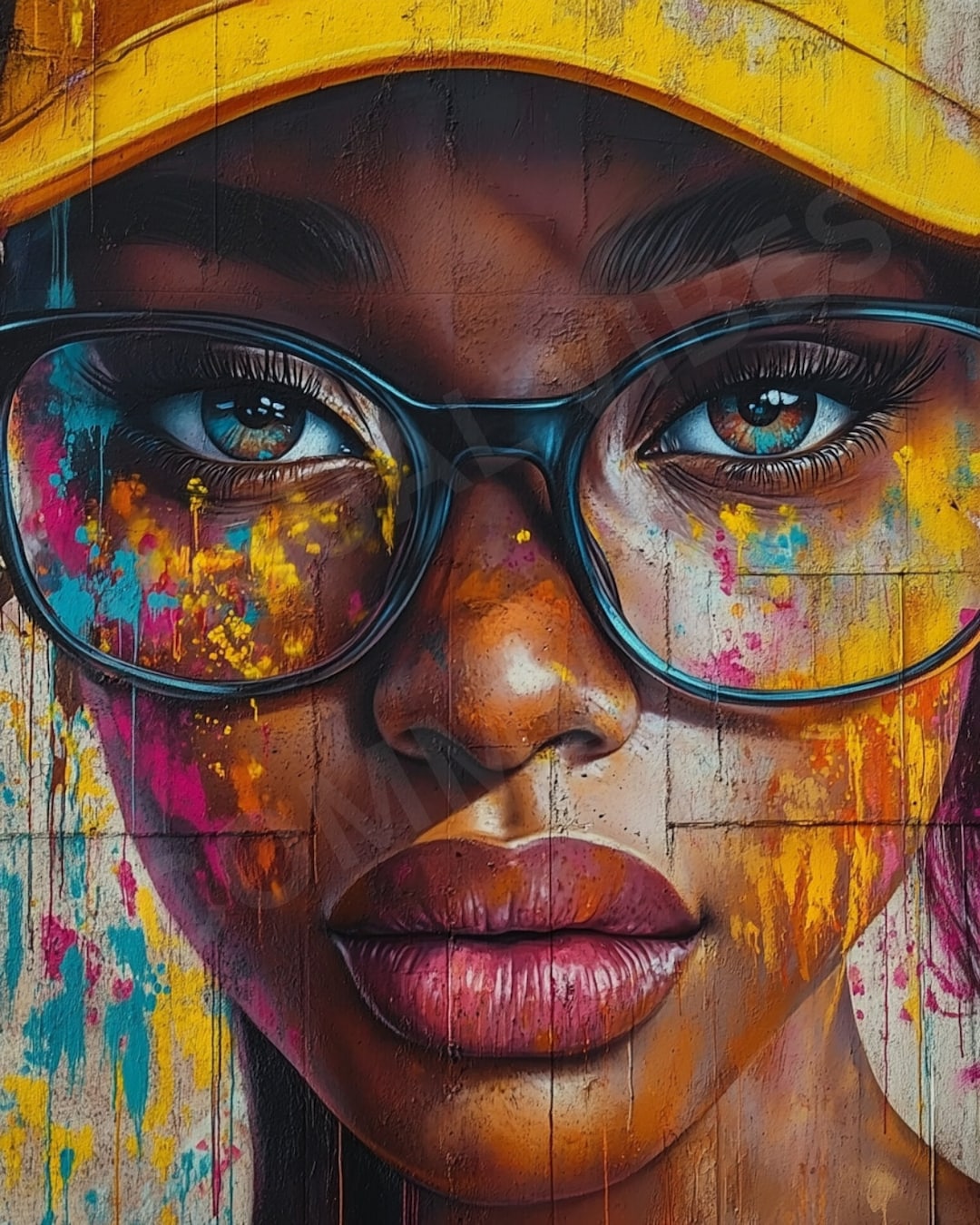 Who's That Girl Yellow Art Dope Wall Art Black Woman Portrait Print ...