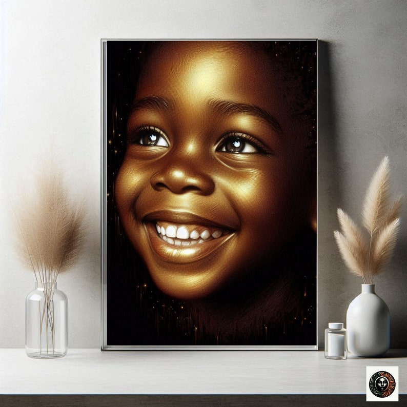 Black Boy Joy Black and Gold Art Black Kid Art Poster Black Children ...